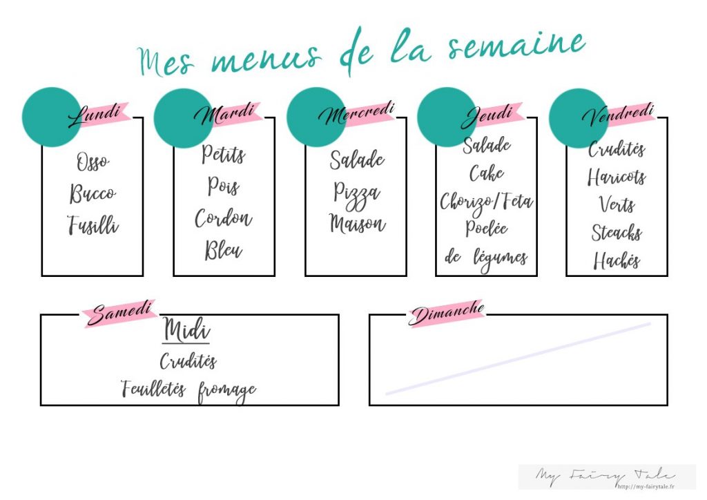Planning des menus du 27/03 au 02/04 ⋆ Aurore, etc...