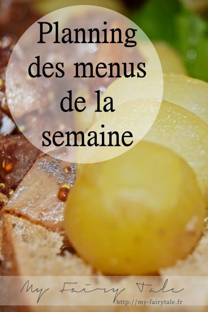 Notre planning des menus de la semaine